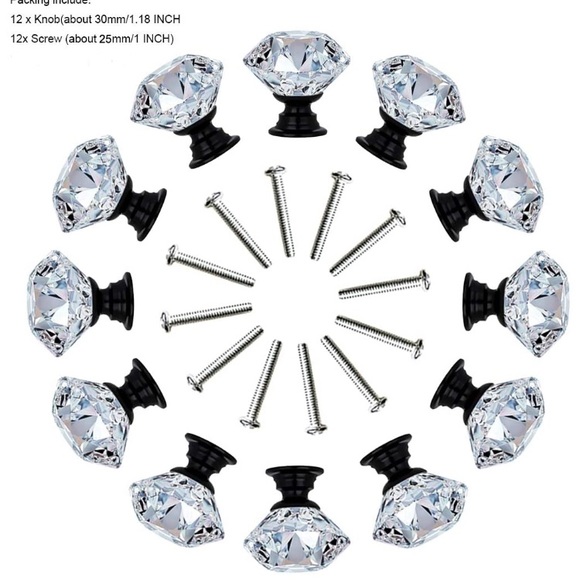 Accessories | 12 Pcs Crystal Clear Glass Cabinet Dresser Knobs | Poshmark